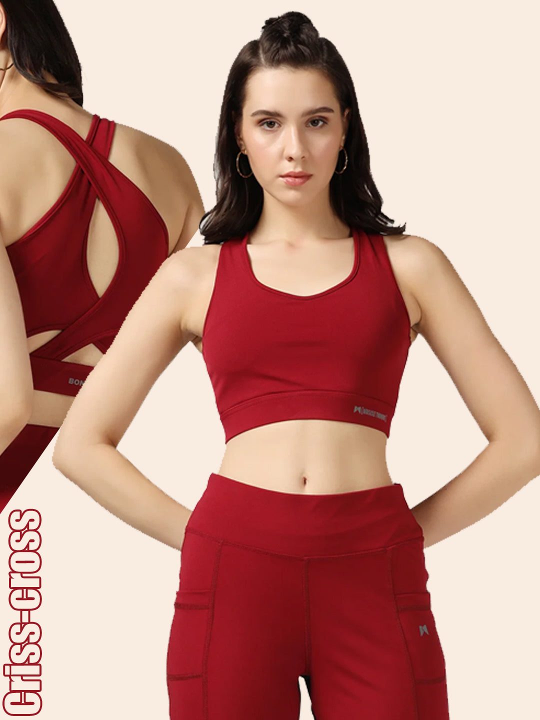 Criss-cross Sports Bra - maroon| Muscletorque.shop – Muscle Torque